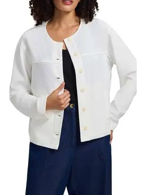 Foxcroft Crepe Knit Valerie Jacket - Ecru