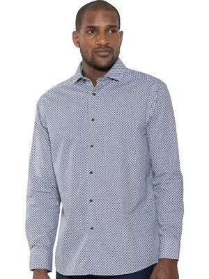 LUCHIANO VISCONTI Theodor Floral Geometric Print Long Sleeve Woven Shirt - Bark