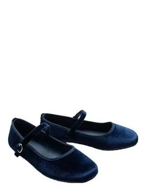 TULLEEN Michelle Satin Velvet Flats - Navy