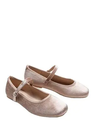 TULLEEN Michelle Satin Velvet Flats - Powder