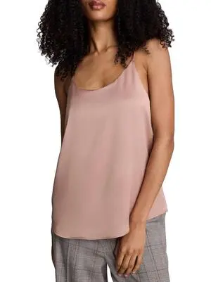 KENNETH COLE Satin Scoop Neck Camisole - Pale Chestnut