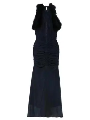 MUGLER Trimmed Ruched Dress - Blue
