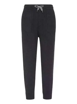 Brunello Cucinelli Ribbed Knit Track Pants - Grey