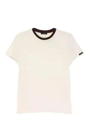 MUGLER Ribbed-trim T-shirt - Neutrals