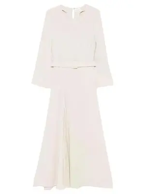 P.a.r.o.s.h Belted Keyhole Neck Dress - Neutrals