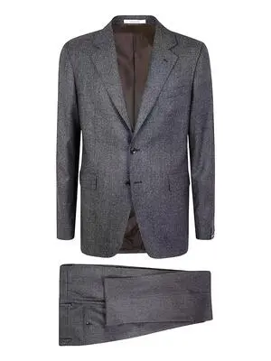 Tagliatore Notched Single-breasted Wool Suit Grey
