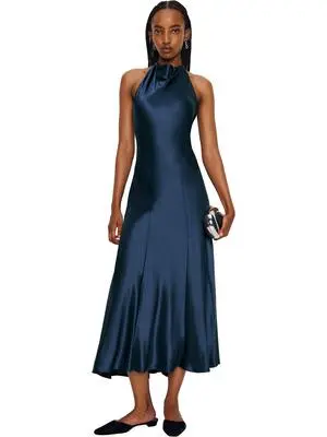 REFORMATION Kaylah Silk Maxi Dress - Blue