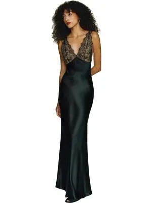 REFORMATION Katty Silk Maxi Dress Black