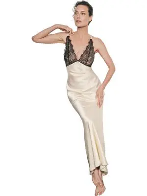 REFORMATION Katty Silk Maxi Dress Ivory