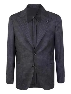 LARDINI Houndstooth-pattern Blazer - Grey