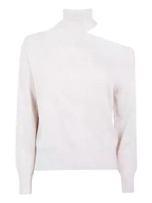 D.exterior Cut-out Turtleneck Sweater - White