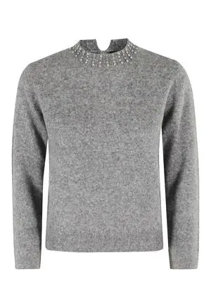 Seventy Embellished-neck Sweater - Grey