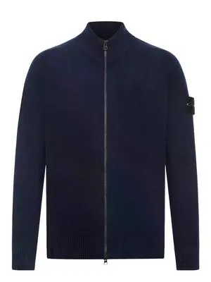 Stone Island Zip-neck Wool Cardigan - Blue