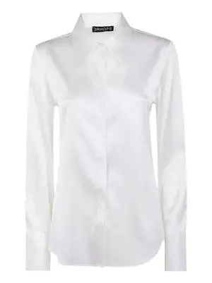 DRHOPE Long-sleeve Collared Shirt - White
