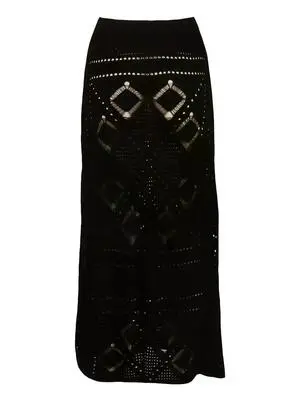 AKEP Crochet-pattern Midi Skirt - Black
