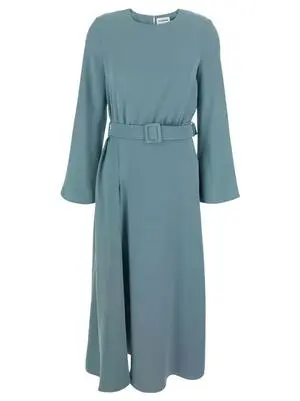 P.a.r.o.s.h Long-sleeve Belted Midi Dress - Blue