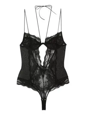Patrizia Pepe Lace-detail Bodysuit - Black
