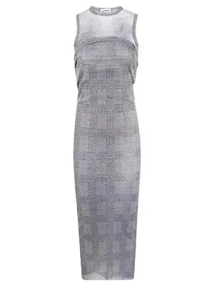 JEAN PAUL GAULTIER Check Maxi Dress With Mesh Paneling - Grey