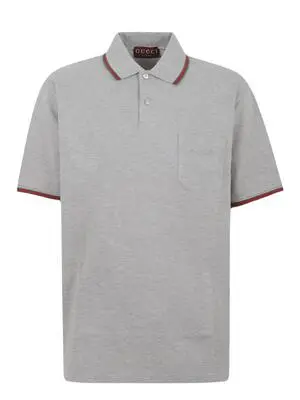Gucci Embroidered-pocket Cotton Polo Shirt - Grey