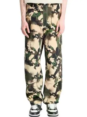 A BATHING APE Camouflage-pattern Cotton Trousers - Green