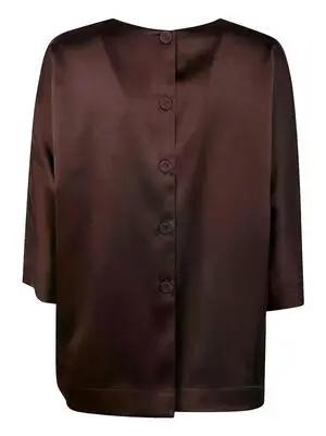 DRHOPE Satin Three-quarter Sleeve Shirt - Brown