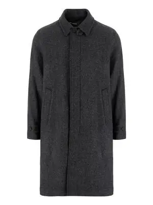 Vince Herringbone Wool Coat - Grey