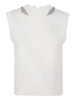SEMICOUTURE Crystal-embellished Knit Top - White