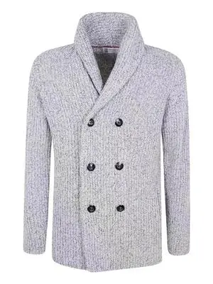 Brunello Cucinelli Shawl-collar Double-breasted Cardigan - Grey