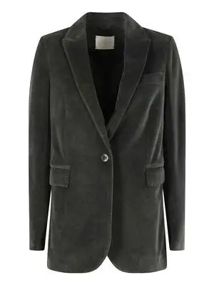 CIRCOLO 1901 Velvet Single-breasted Blazer - Green