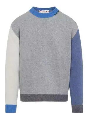 Marni Colour-block Cashmere Sweater - Grey