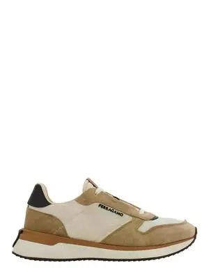 FERRAGAMO Suede And Leather Sneakers - Neutrals