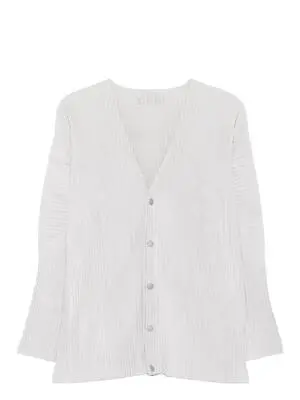 Issey Miyake Pleated Buttoned Cardigan - Grey