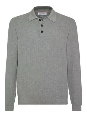 Brunello Cucinelli Rib-knit Polo Sweater - Grey
