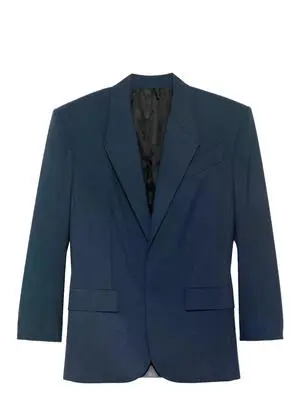 MUGLER Single-breasted Wool Blazer - Blue