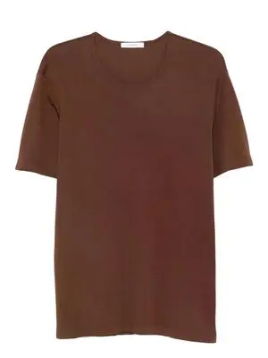 LEMAIRE Round-neck Cotton T-shirt - Brown