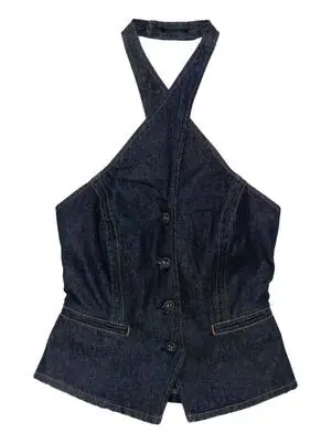 REFORMATION Tate Denim Top - Blue