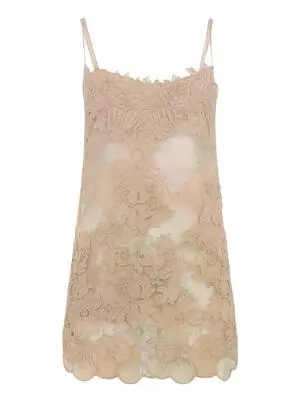 Ermanno Scervino Floral Embroidered Mini Slip Dress - Pink