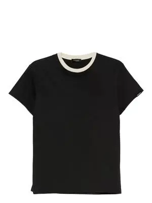 MUGLER Contrast-collar Cotton T-shirt - Black