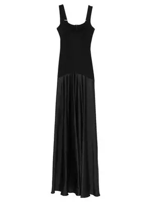 ROSERRY Square-neck A-line Satin Dress - Black
