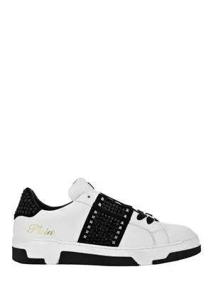 Philipp Plein Stud-embellished Leather Sneakers - White