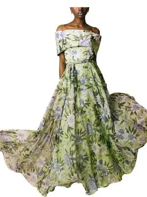 GIADA CURTI Floral-print Maxi Dress - Green