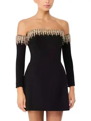 Jenny Packham Love Bubble Off-shoulder Mini Dress - Black