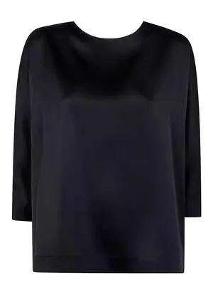 DRHOPE Button-fastening Satin Shirt - Black