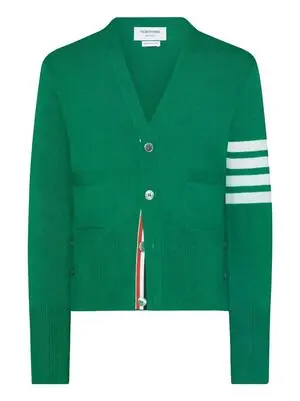 Thom Browne V-neck Four-bar Cardigan - Green