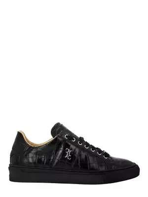 BILLIONAIRE Crocodile-effect Leather Sneakers - Black