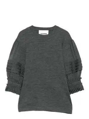 JIL SANDER Ruffled-sleeved Top - Grey