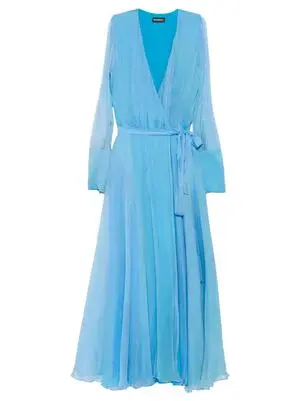 ROSERRY Wrap-effect Long-sleeve Midi Dress - Blue