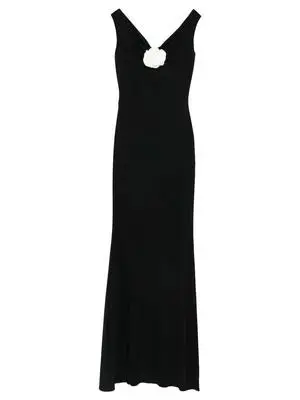 ROSERRY Flower Embellished Maxi Gown - Black