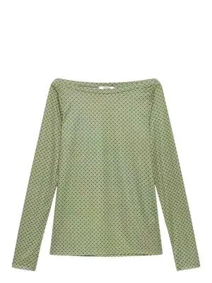 Malìparmi Geometric-pattern Boat-neck T-shirt - Green