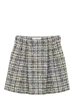 Alessandra Rich Checked Lurex Tweed Skirt - Black